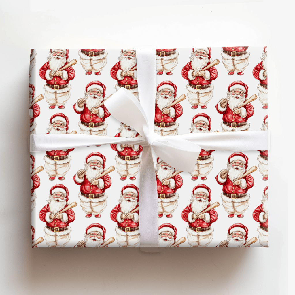 Santa's Ace Wrapping Paper: Baseball Santa Christmas Gift Wrap – Aspen ...
