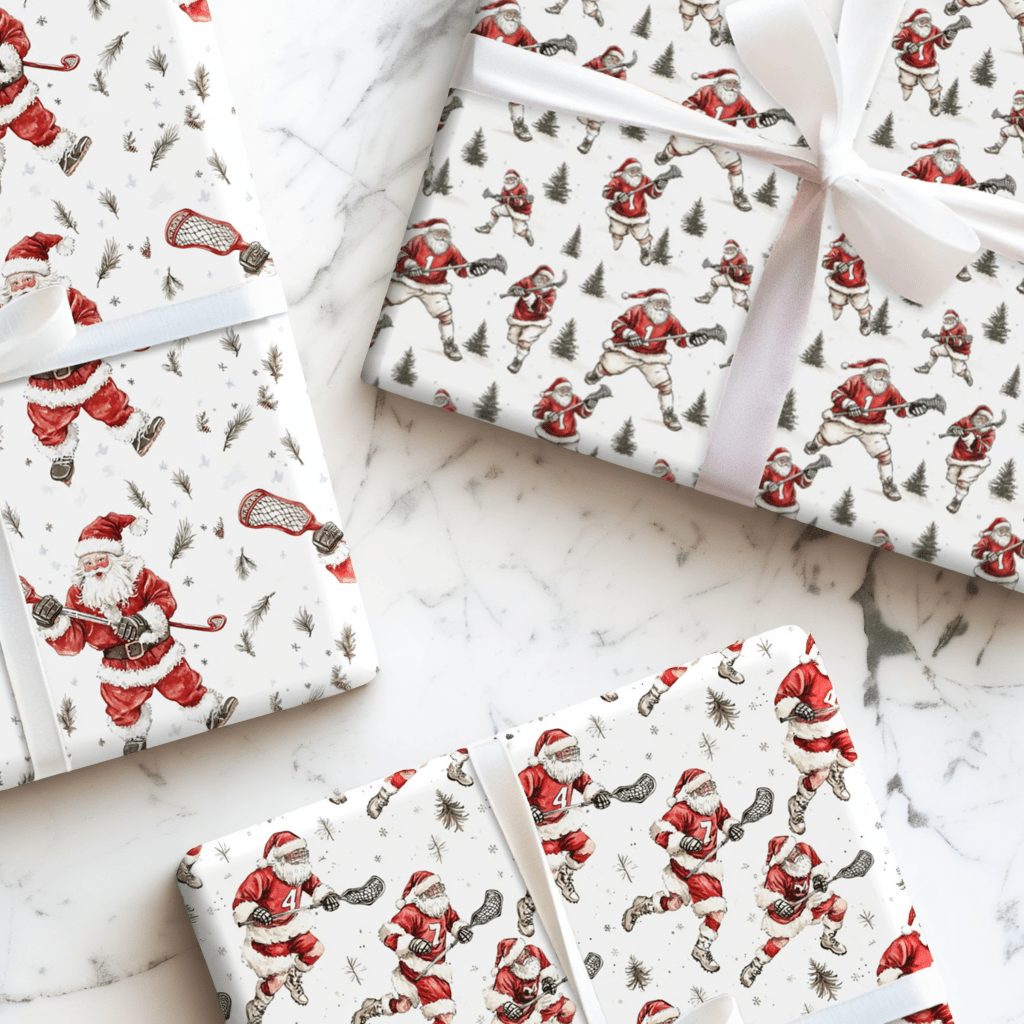 Lacrosse Santa Wrapping Paper – Aspen & Arlo Gift Wrap