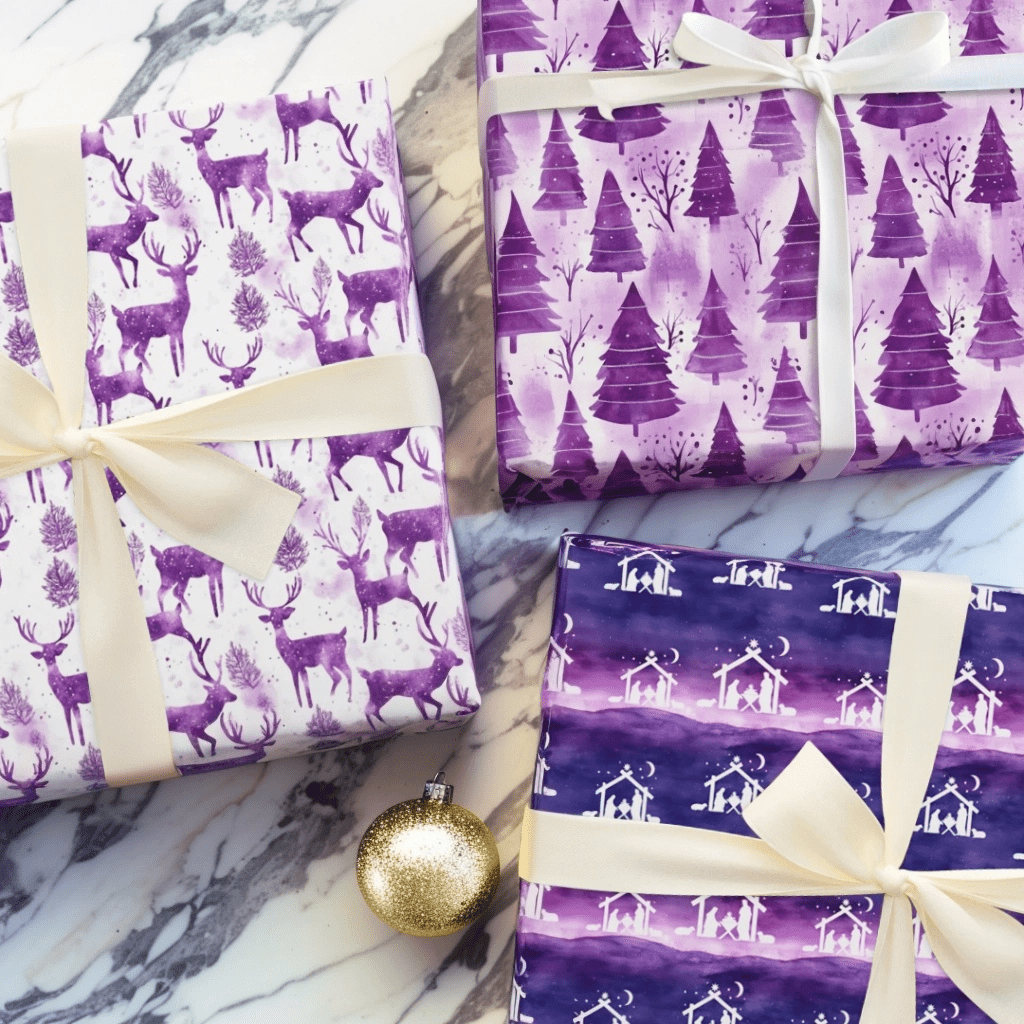 Purple Christmas Wrapping Paper – Aspen & Arlo Gift Wrap