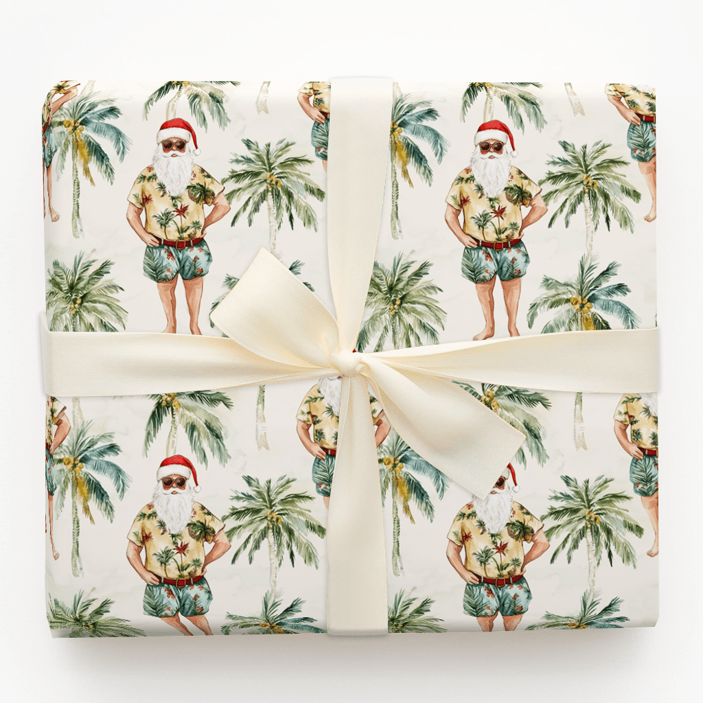 On Santa Time Wrapping Paper: Christmas Santa Gift Wrap – Aspen & Arlo