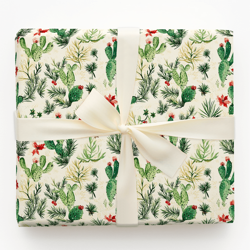 Desert for Christmas Wrapping Paper: Cactus Floral Gift Wrap – Aspen & Arlo