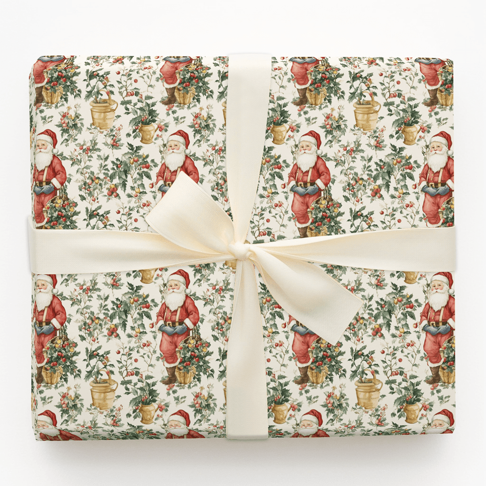 Santa's Secret Garden Wrapping Paper: Christmas Garden Gift Wrap ...