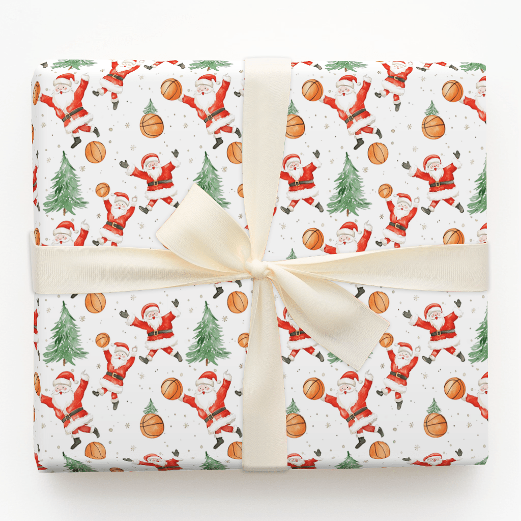 Santa's Fast Break Wrapping Paper: Basketball Santa Gift Wrap – Aspen ...