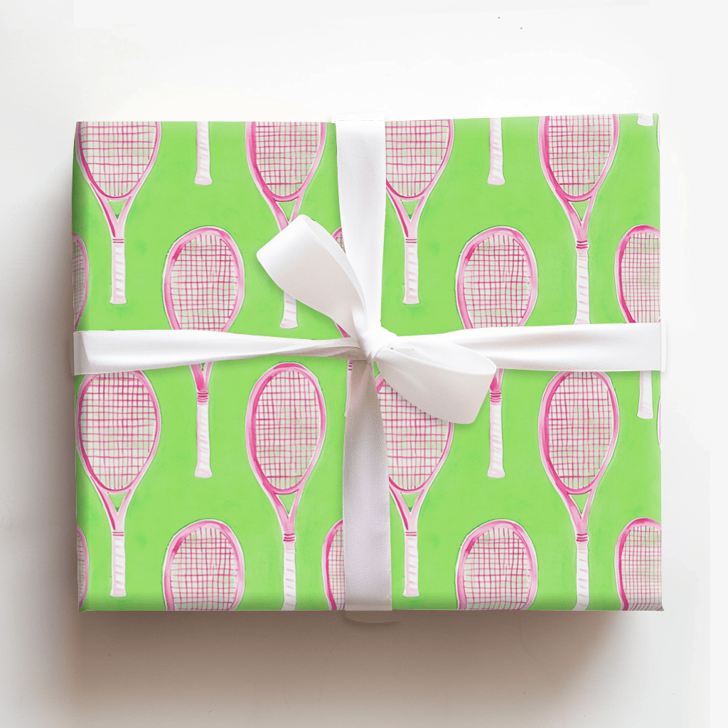 Pinky Swish Wrapping Paper: Tennis Racket Gift Wrap – Aspen & Arlo
