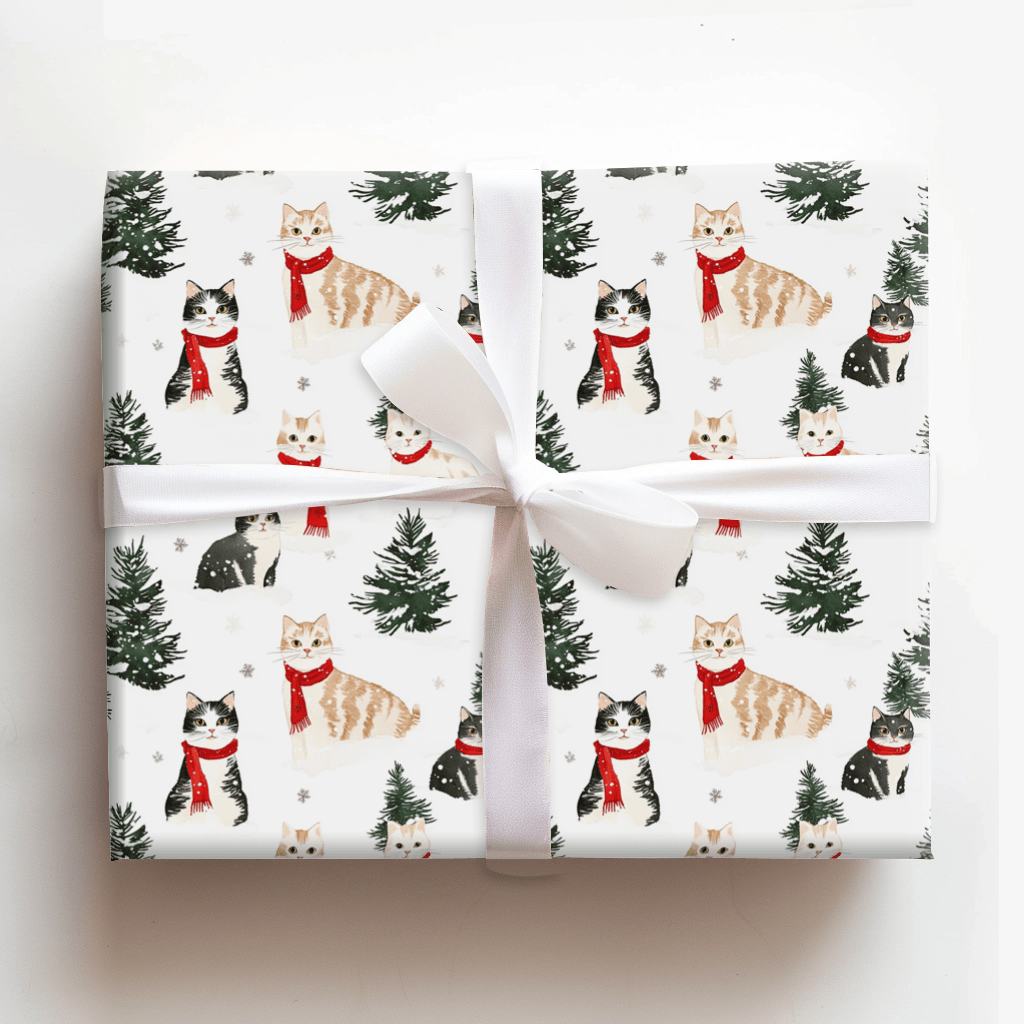 Snow Day for the Cats Wrapping Paper: Christmas Cat Gift Wrap – Aspen ...