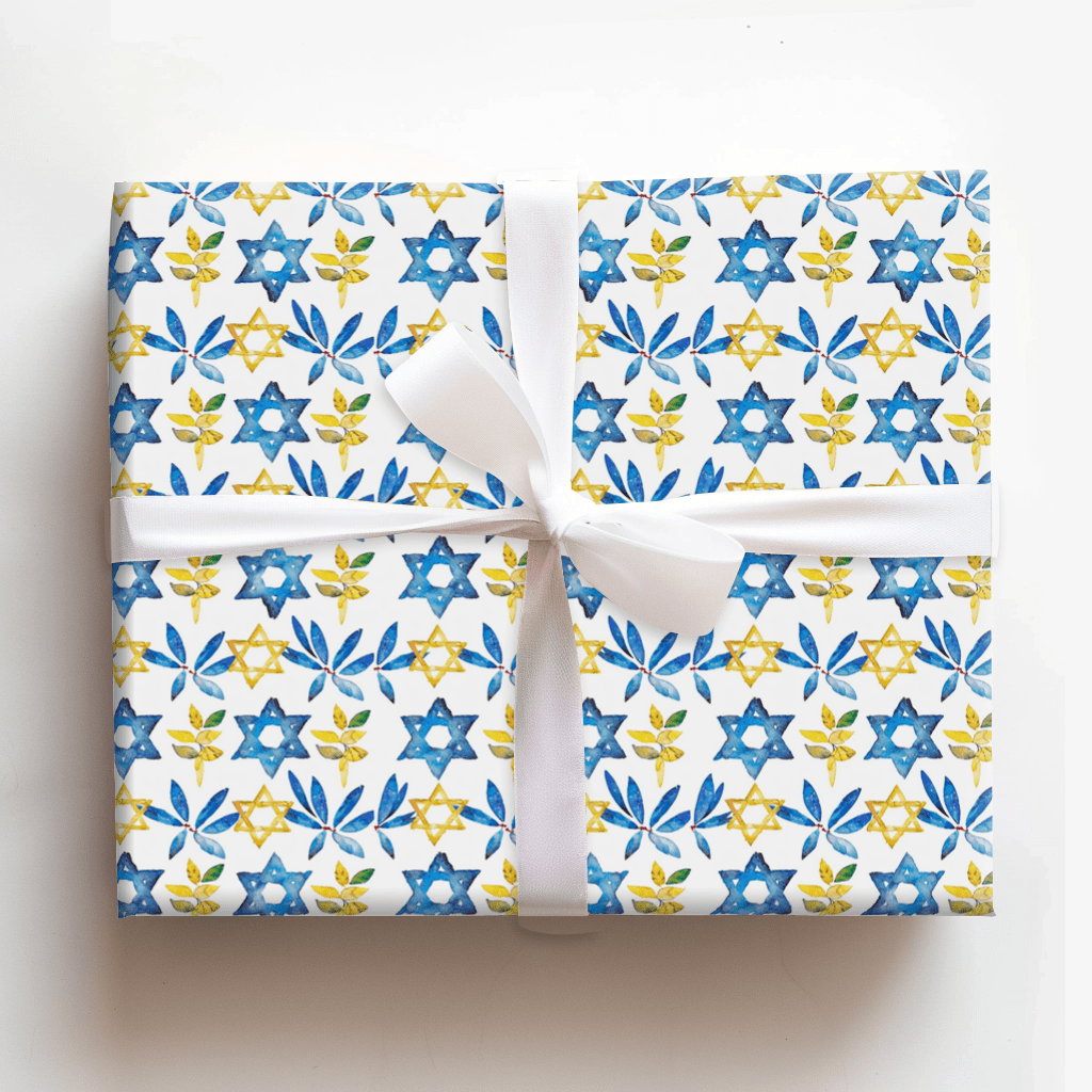 Chai Stars Wrapping Paper: Hanukkah Jewish Gift Wrap – Aspen & Arlo