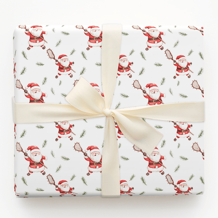 Laxing All the Way Wrapping Paper: Lacrosse Santa Gift Wrap Wrapping ...