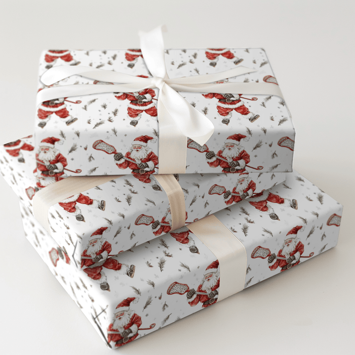 Laxing Through the Snow Wrapping Paper: Lacrosse Christmas Gift Wrap ...
