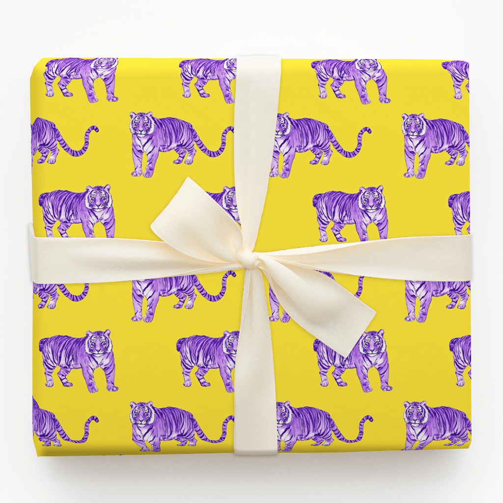 Bayou Bengal Wrapping Paper: Purple and Yellow Tiger Gift Wrap – Aspen ...