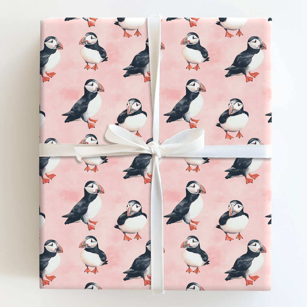 Puff Pastry Wrapping Paper: Puffin Bird Gift Wrap – Aspen & Arlo
