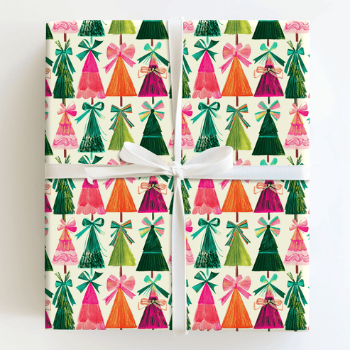Bold Pastel Trees Wrapping Paper: Whimsical Christmas Gift Wrap – Aspen ...