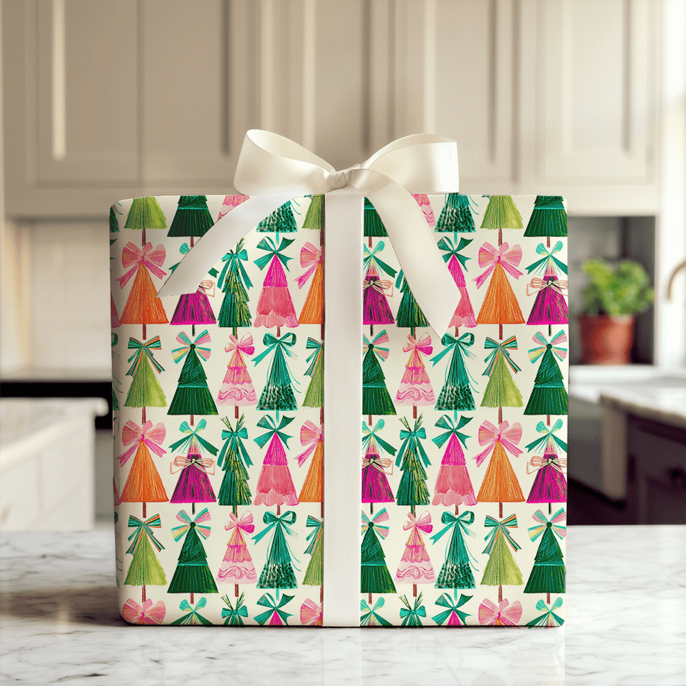 Bold Pastel Trees Wrapping Paper: Whimsical Christmas Gift Wrap – Aspen ...