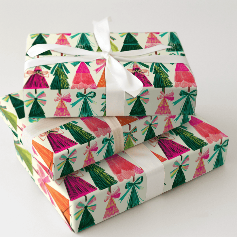 Bold Pastel Trees Wrapping Paper: Whimsical Christmas Gift Wrap – Aspen ...