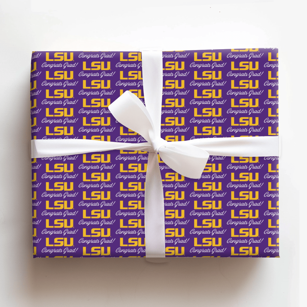 Congrats LSU Grad Wrapping Paper: LSU Graduation Gift Wrap Wrapping ...