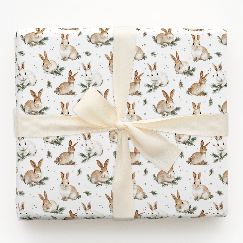 Holly and Hop Wrapping Paper: Christmas Bunny Gift Wrap – Aspen & Arlo