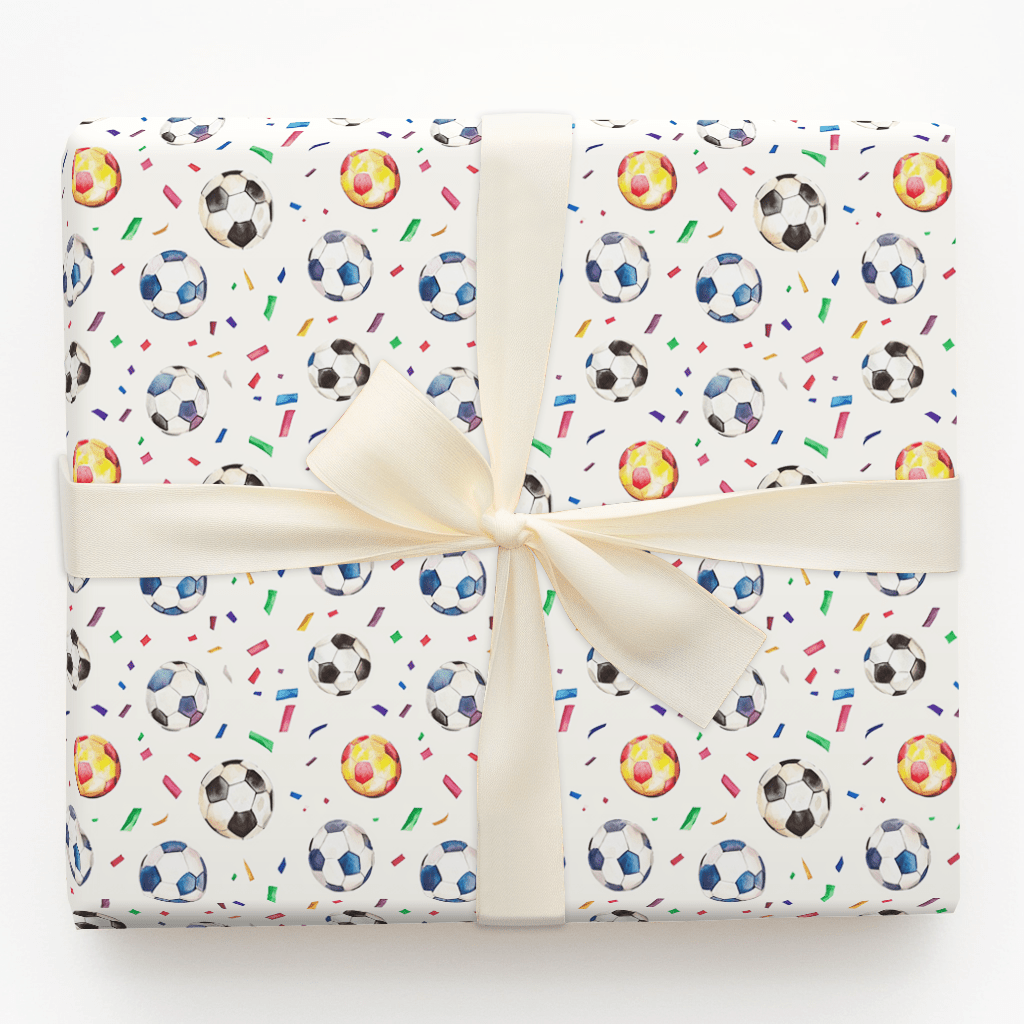 Party Kicks Wrapping Paper: Soccer Ball Gift Wrap – Aspen & Arlo