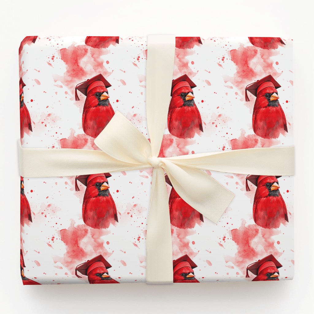 Ready in Red Wrapping Paper: Cardinal Bird Graduation Gift Wrap – Aspen ...