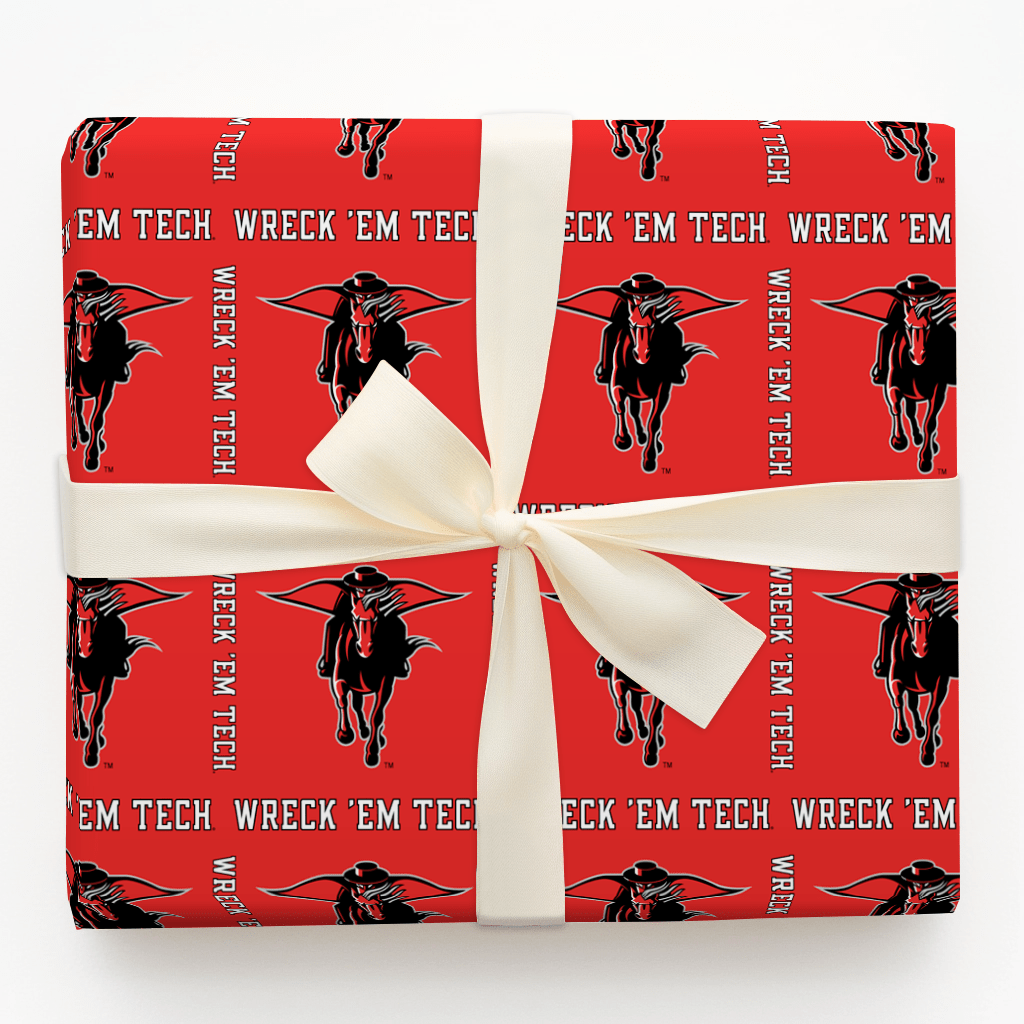 Wreck E'm Tech Wrapping Paper: Texas Tech Gift Wrap Wrapping Paper ...