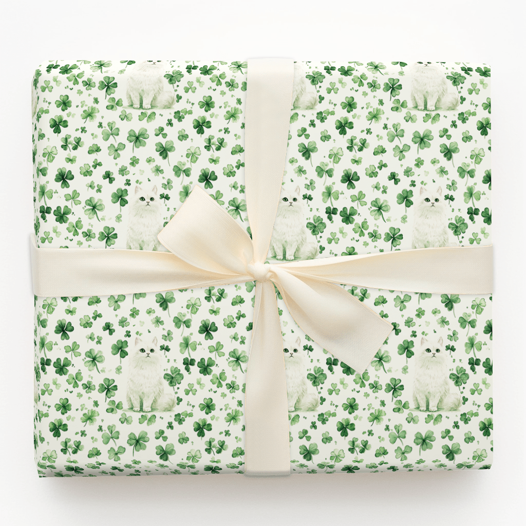 Shamrocks Wrapping Paper: Persian Cat Gift Wrap – Aspen & Arlo
