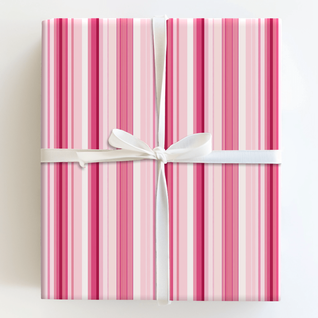 Rose Stripes Wrapping Paper: Pink Stripe Gift Wrap for Baby and Bridal ...