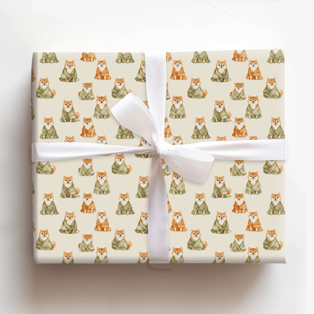 Spa Day with the Shiba Inus Wrapping Paper: Shiba Inu Dog Gift Wrap ...
