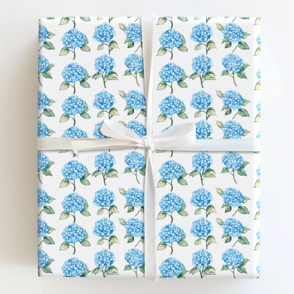 Corinne Hydrangea Floral Wrapping Paper: Elegant Bridal Gift Wrap ...