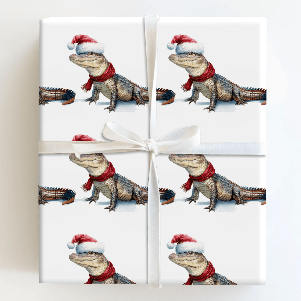 Gator Greetings Wrapping Paper: Crocodile Christmas Gift Wrap Wrapping ...