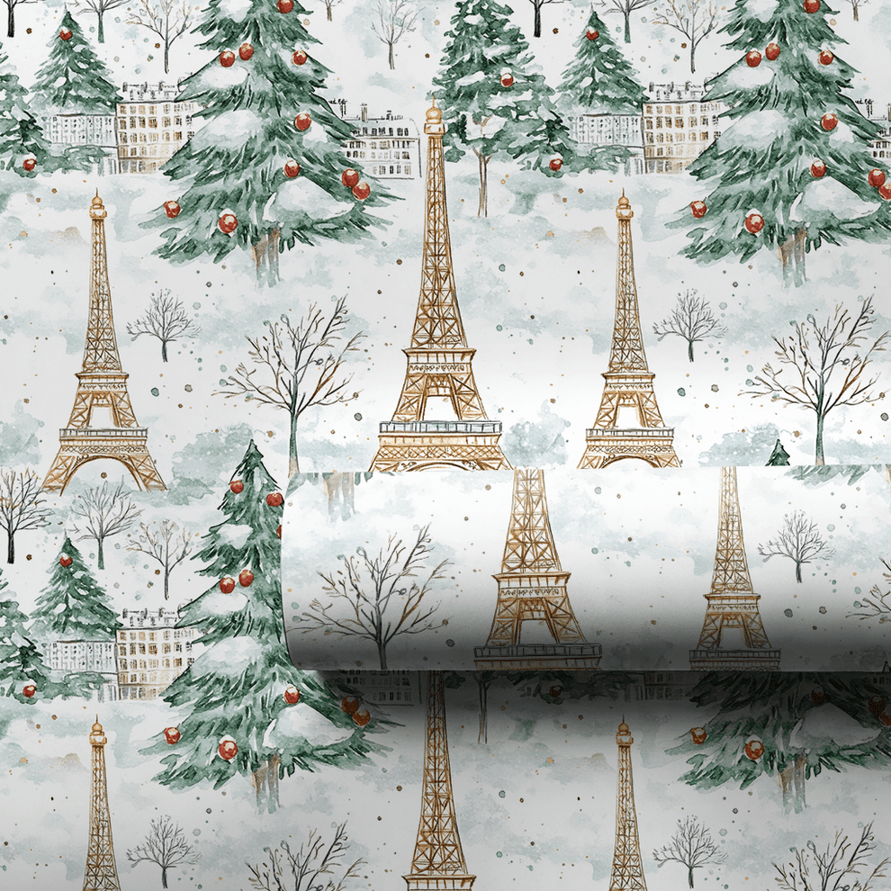 Eiffel Enchante Wrapping Paper: Paris Snow Gift Wrap Wrapping Paper ...