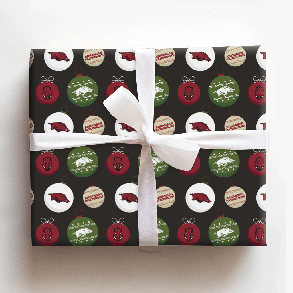 Hog Ornaments Wrapping Paper: Arkansas Christmas Gift Wrap – Aspen & Arlo