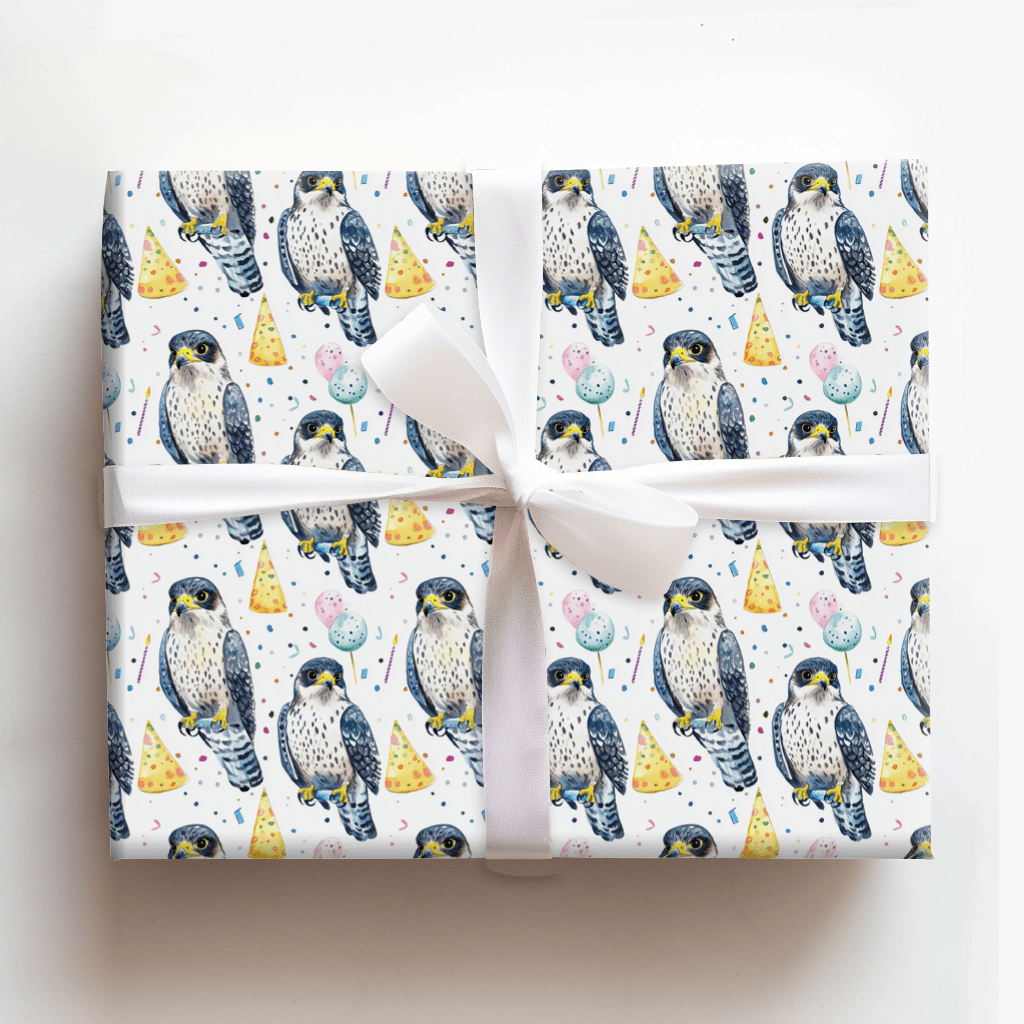 Party On The Fly Wrapping Paper: Falcon Birthday Gift Wrap – Aspen & Arlo