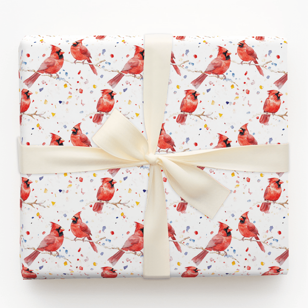 Necessary Shimmer Wrapping Paper: Cardinal Bird Gift Wrap Wrapping ...