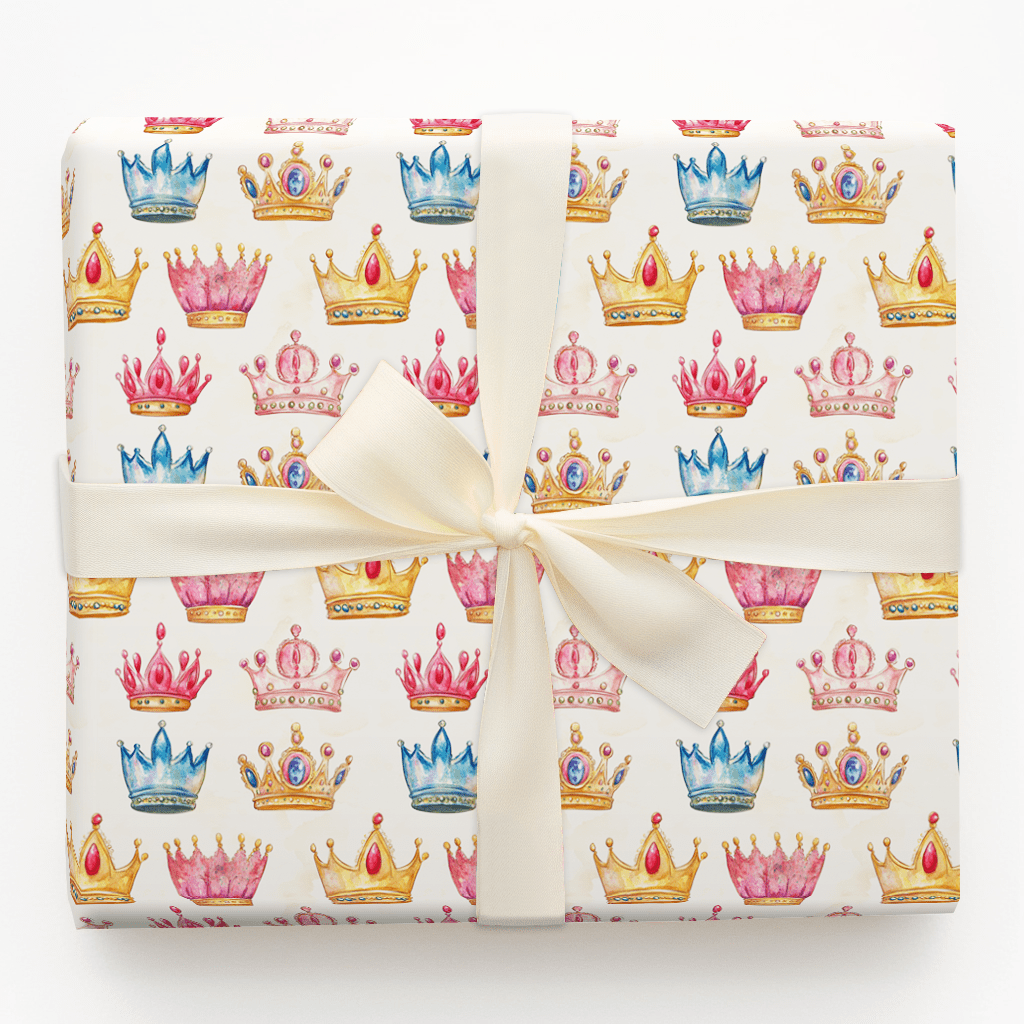 Detailed Crown Wrapping Paper: Princess Gift Wrap Wrapping Paper ...