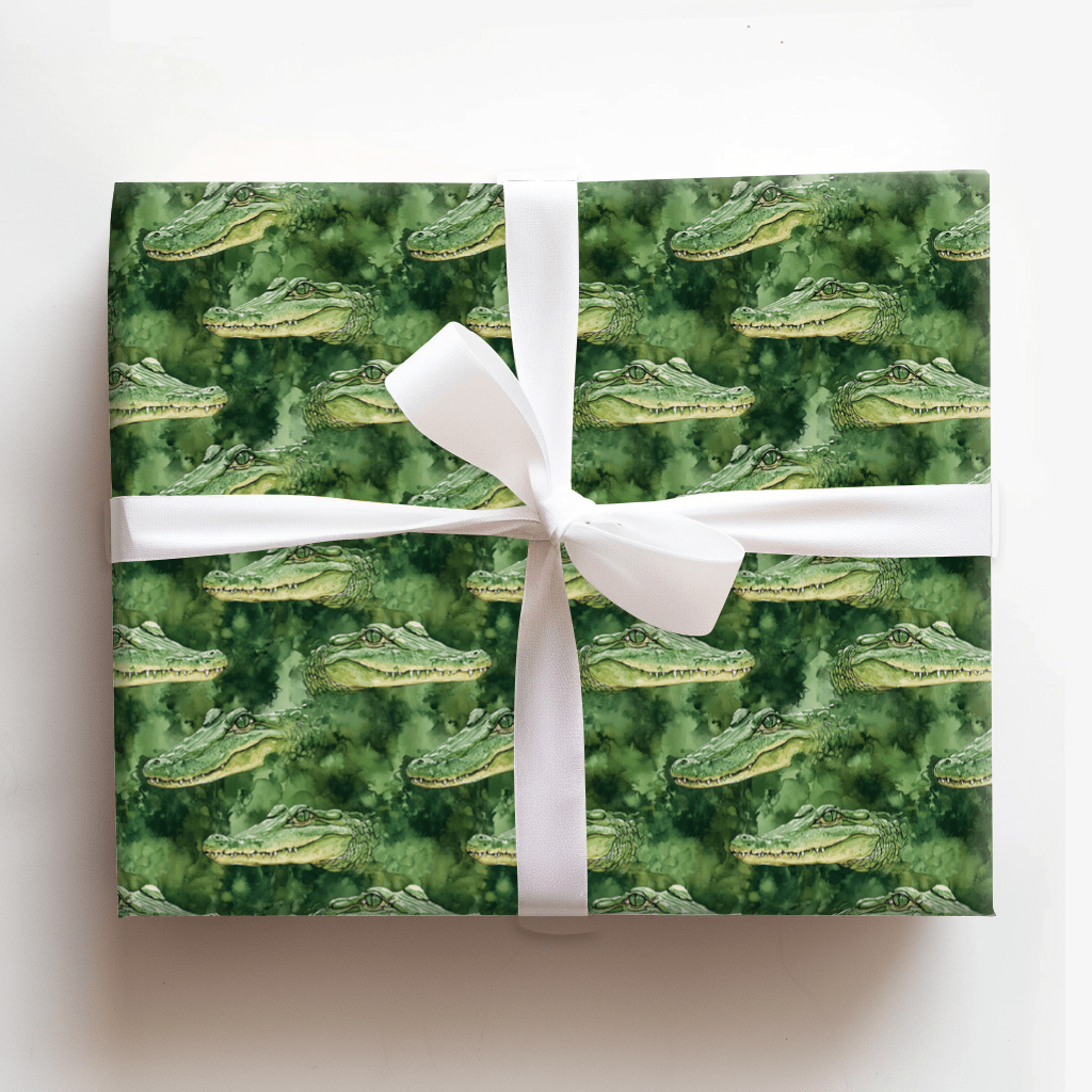 Let's Go Gators Wrapping Paper: Alligator Green Gift Wrap Wrapping ...
