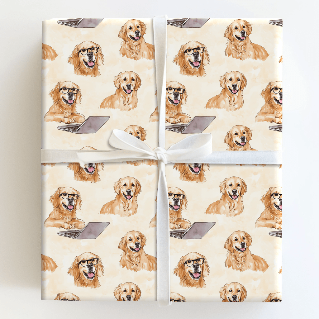 Retrieving Mail Wrapping Paper: Golden Retriever Dog Gift Wrap – Aspen ...
