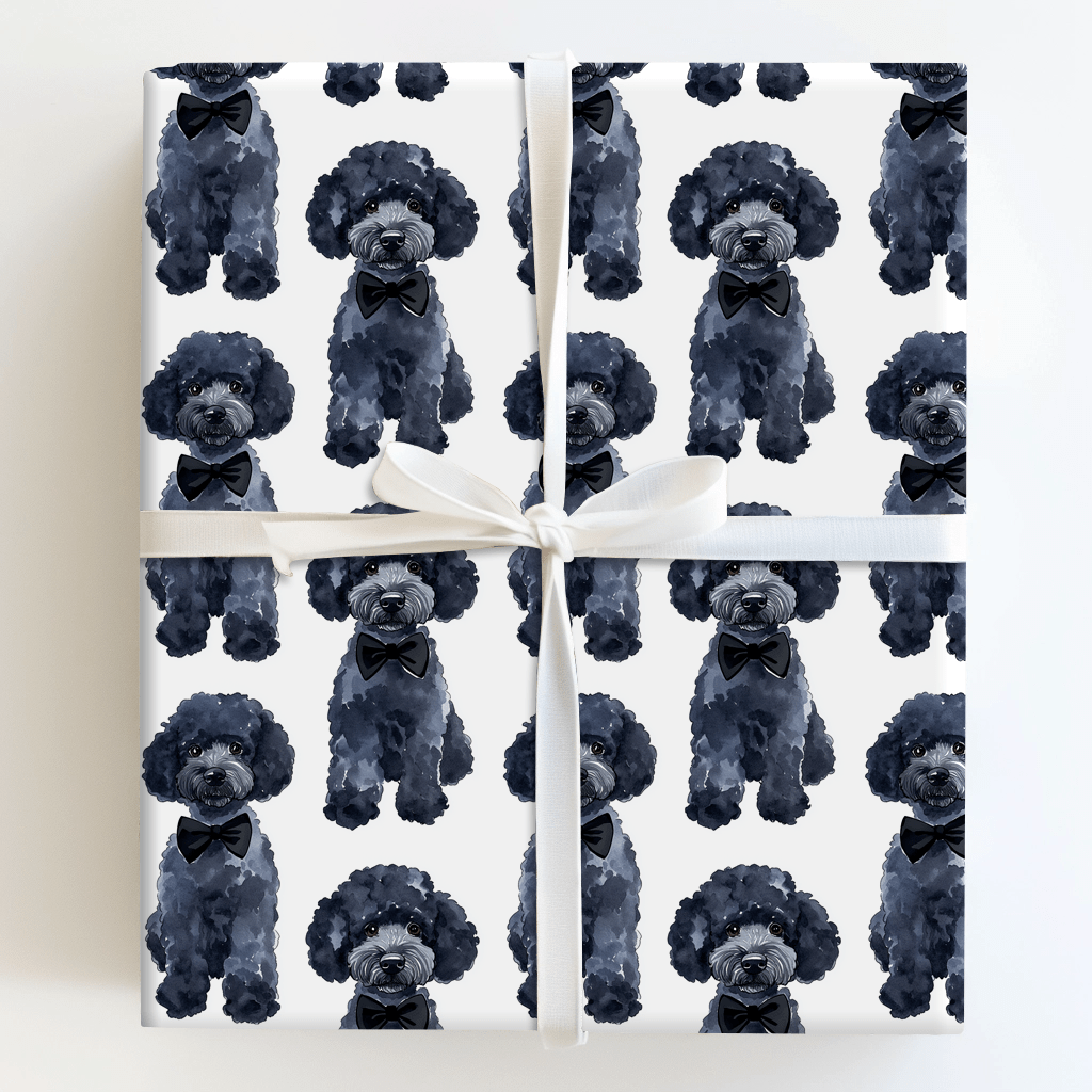 Black Tie with the Black Poodles Wrapping Paper: Poodle Dog Gift Wrap ...