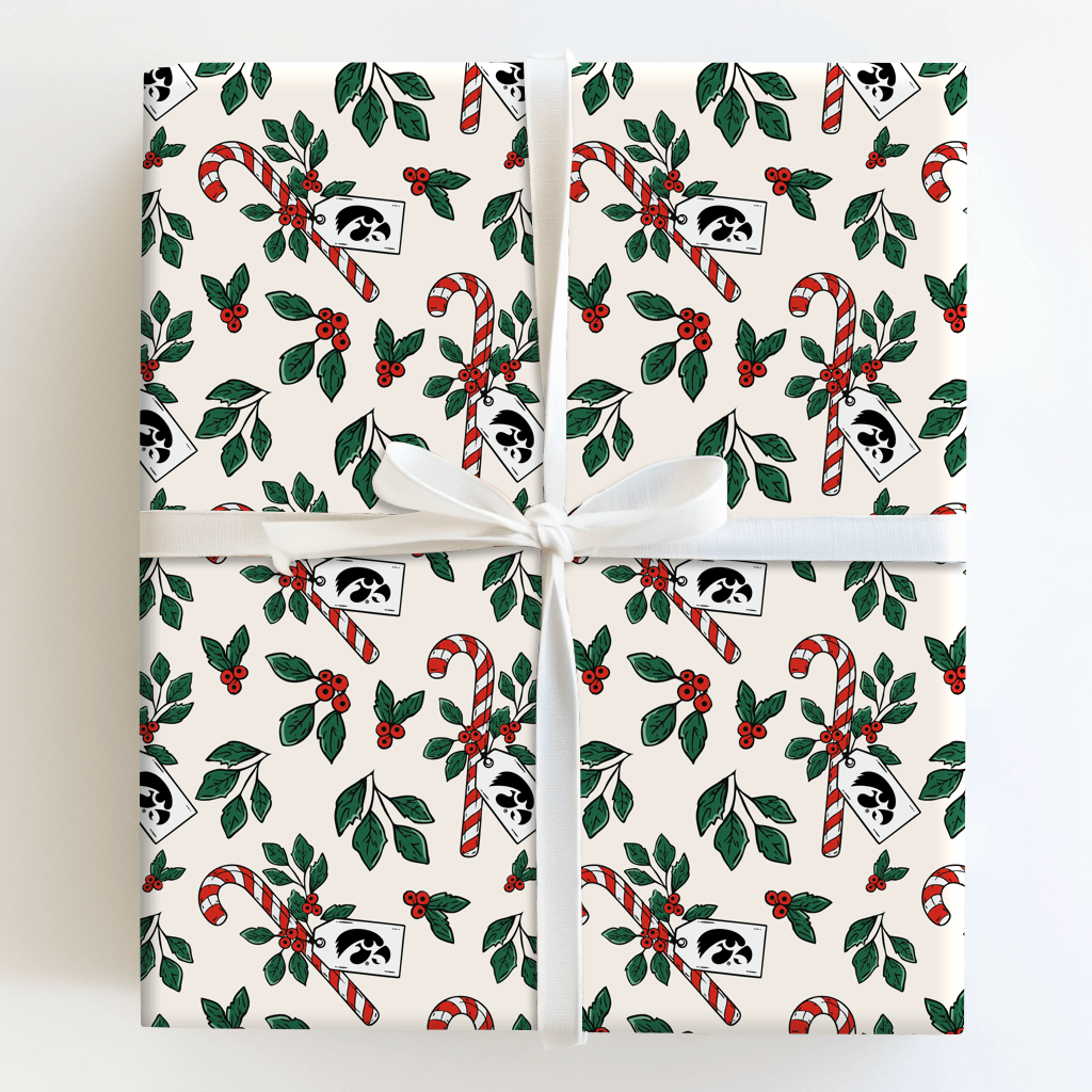 Peppermint Hawks Wrapping Paper: Iowa Christmas Gift Wrap Wrapping ...