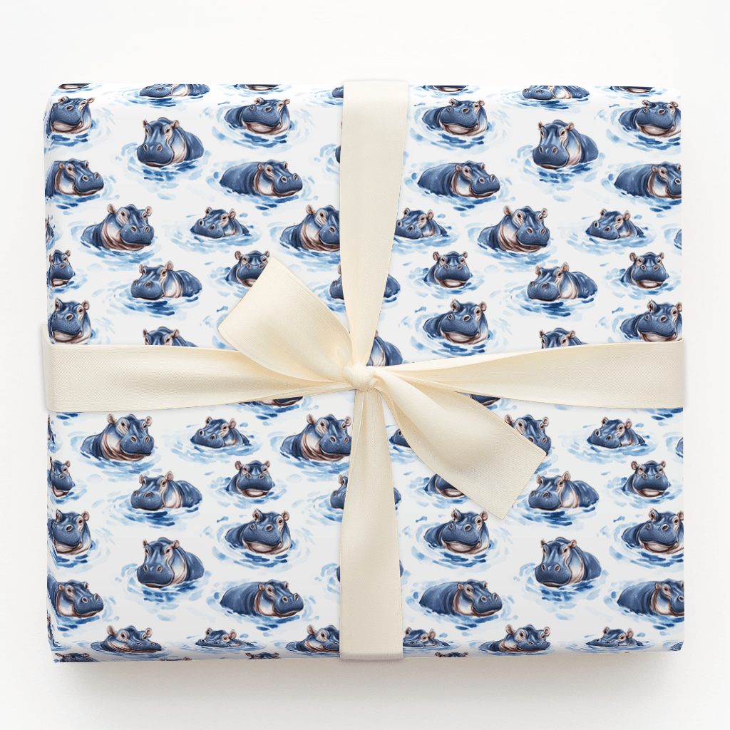 Too Hippo to Handle Wrapping Paper: Hippo Birthday Gift Wrap Wrapping ...