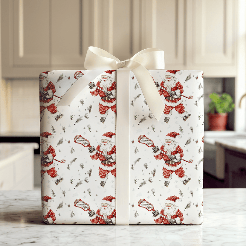 Laxing Through the Snow Wrapping Paper: Lacrosse Christmas Gift Wrap ...