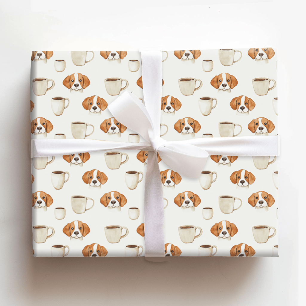 Coffee Day with the Beagle Wrapping Paper: Beagle Dog Gift Wrap ...