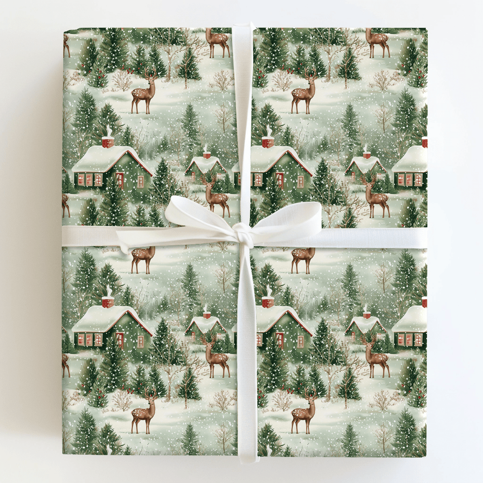 Country Deer Wrapping Paper: Christmas Deer Gift Wrap Wrapping Paper ...