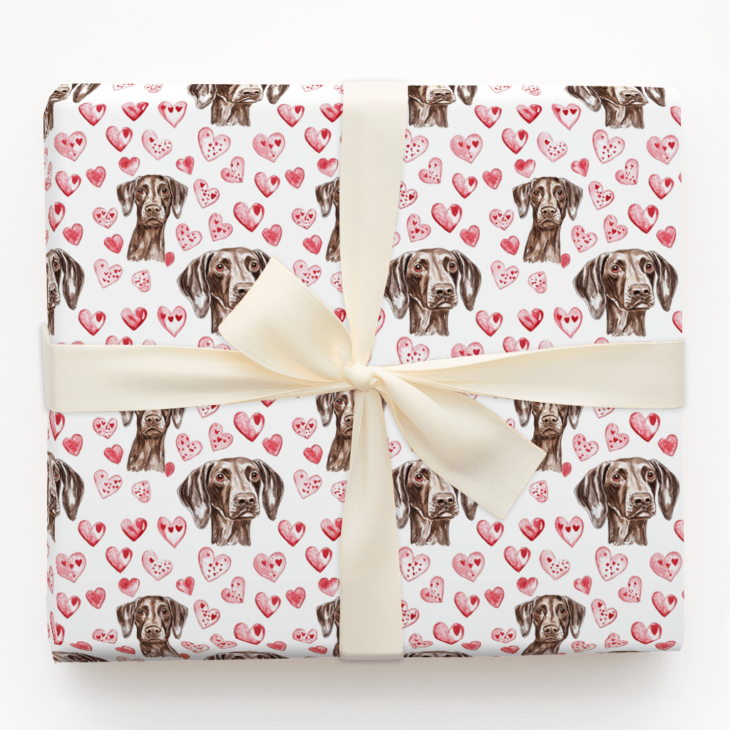 GSP Valentine Wrapping Paper: German Shorthaired Pointer Dog Gift Wrap ...