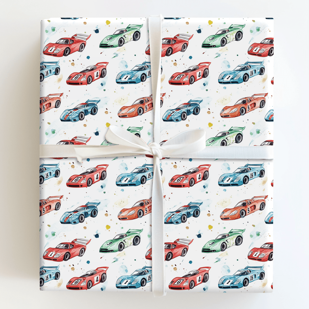 Fast Laps Wrapping Paper: Racecar Racing Gift Wrap – Aspen & Arlo