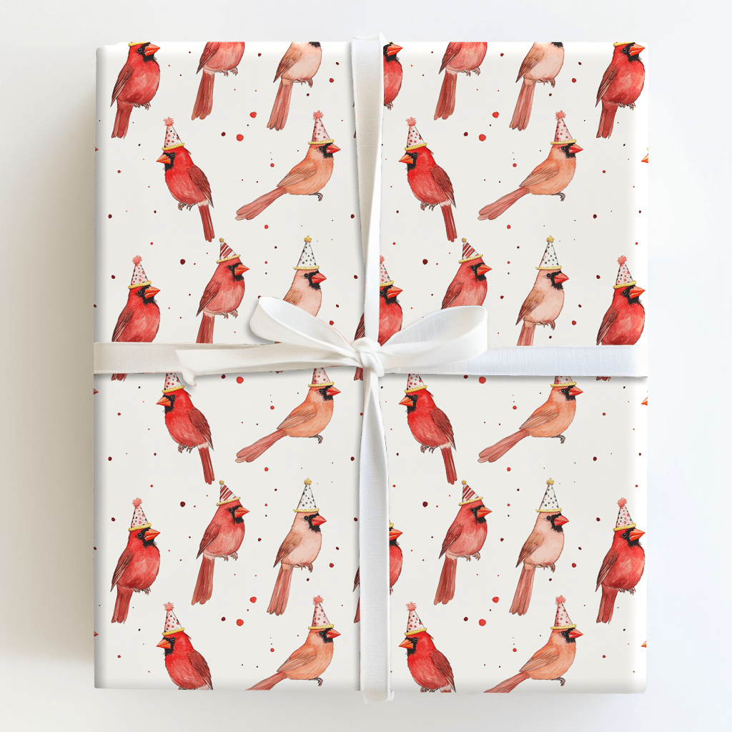 Party on Wings Wrapping Paper: Cardinal Bird Gift Wrap Wrapping Paper ...