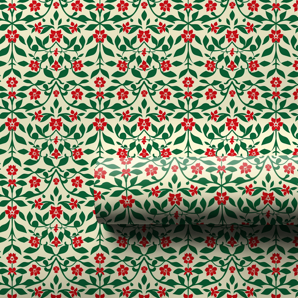 Holly Sprout Wrapping Paper: Christmas Floral Gift Wrap – Aspen & Arlo