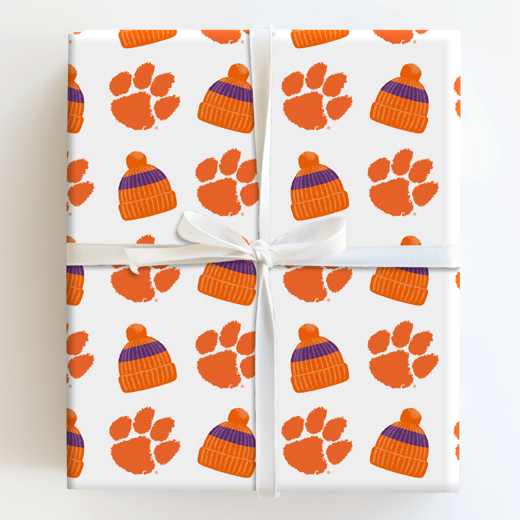 Clemson Beanie Wrapping Paper: ACC Collegiate Gift Wrap – Aspen & Arlo
