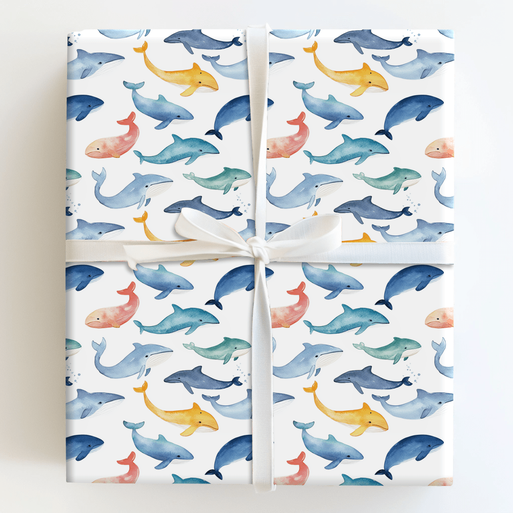 Lila Maritime Wrapping Paper: Whale Gift Wrap for Ocean-Themed Birthday ...