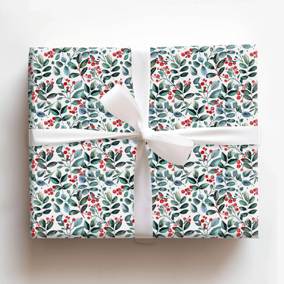 Cranberry Creations Wrapping Paper: Christmas Floral Gift Wrap – Aspen ...