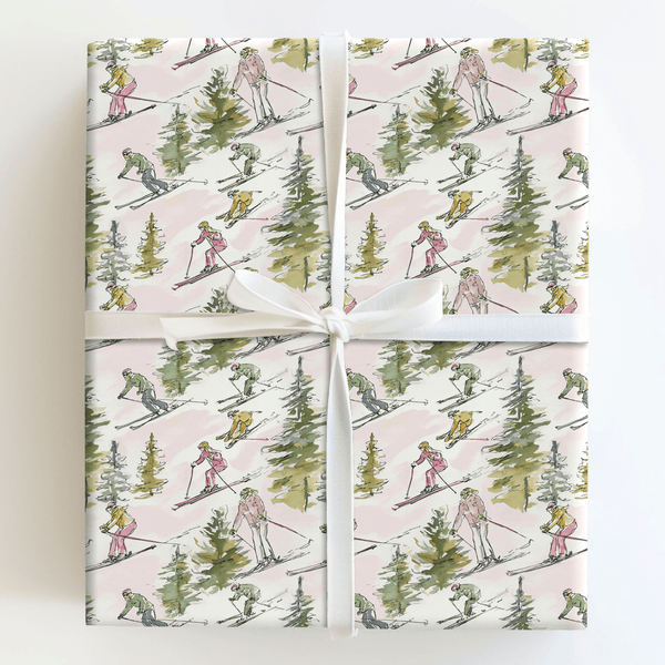 After Lunch Ski Wrapping Paper: Whimsical Christmas Gift Wrap Wrapping ...