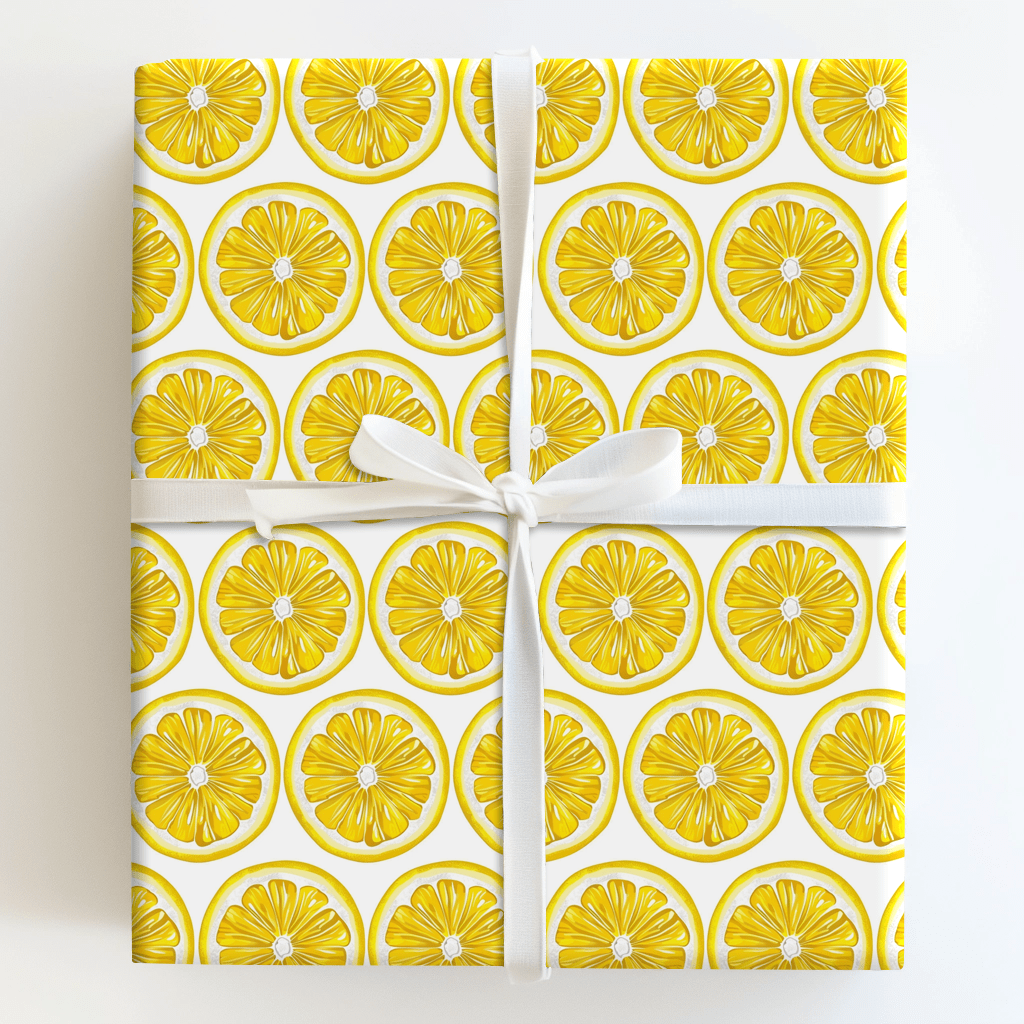 Slice of Lemon Wrapping Paper: Lemon Food Gift Wrap – Aspen & Arlo