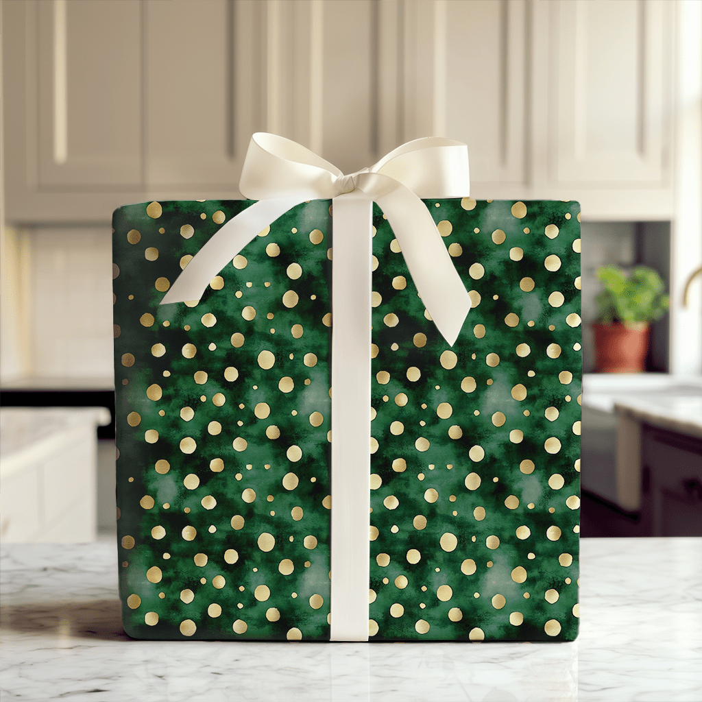 Gold Marks the Spot Wrapping Paper: Gold Christmas Gift Wrap Wrapping ...